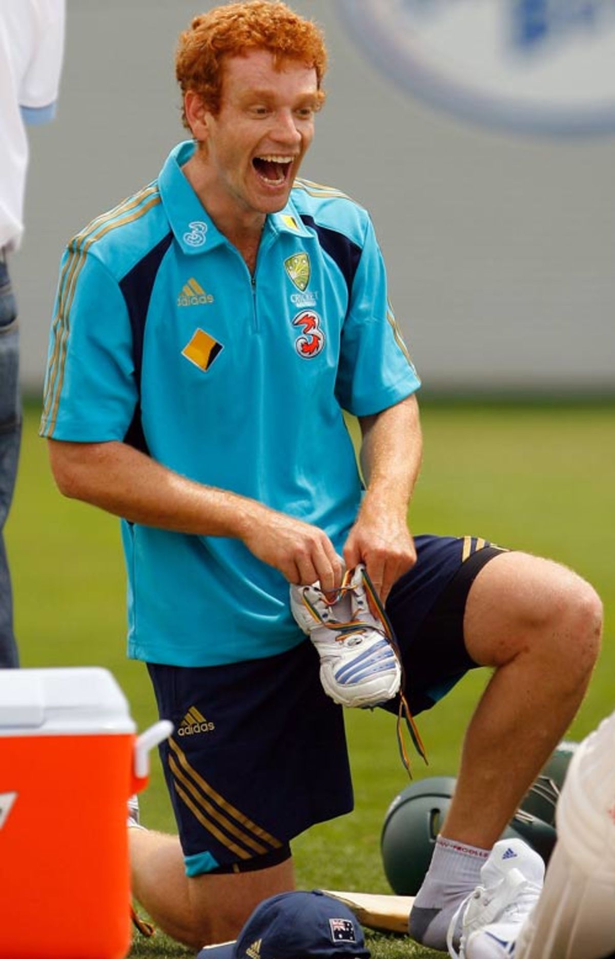 Andrew McDonald in his delivery stride during a practice session ahead ...