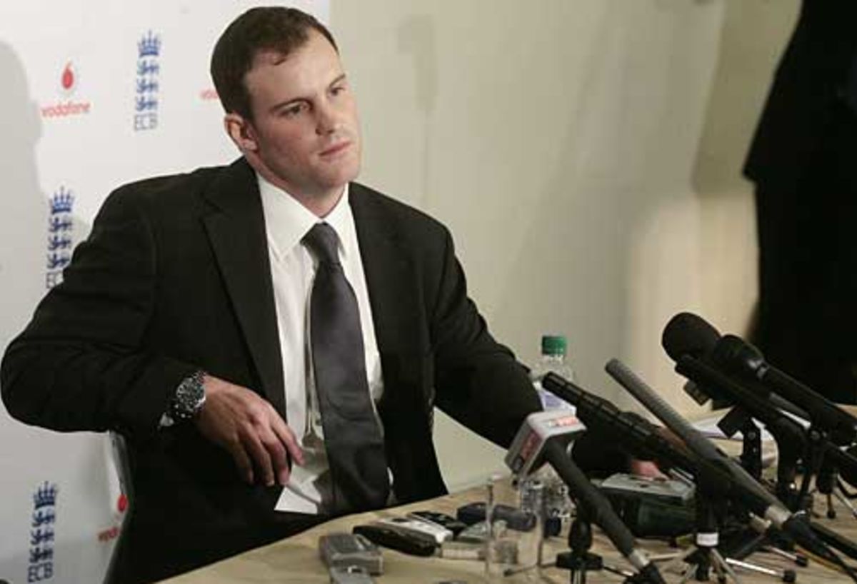 Andrew Strauss address the media after his hurried appointment as ...