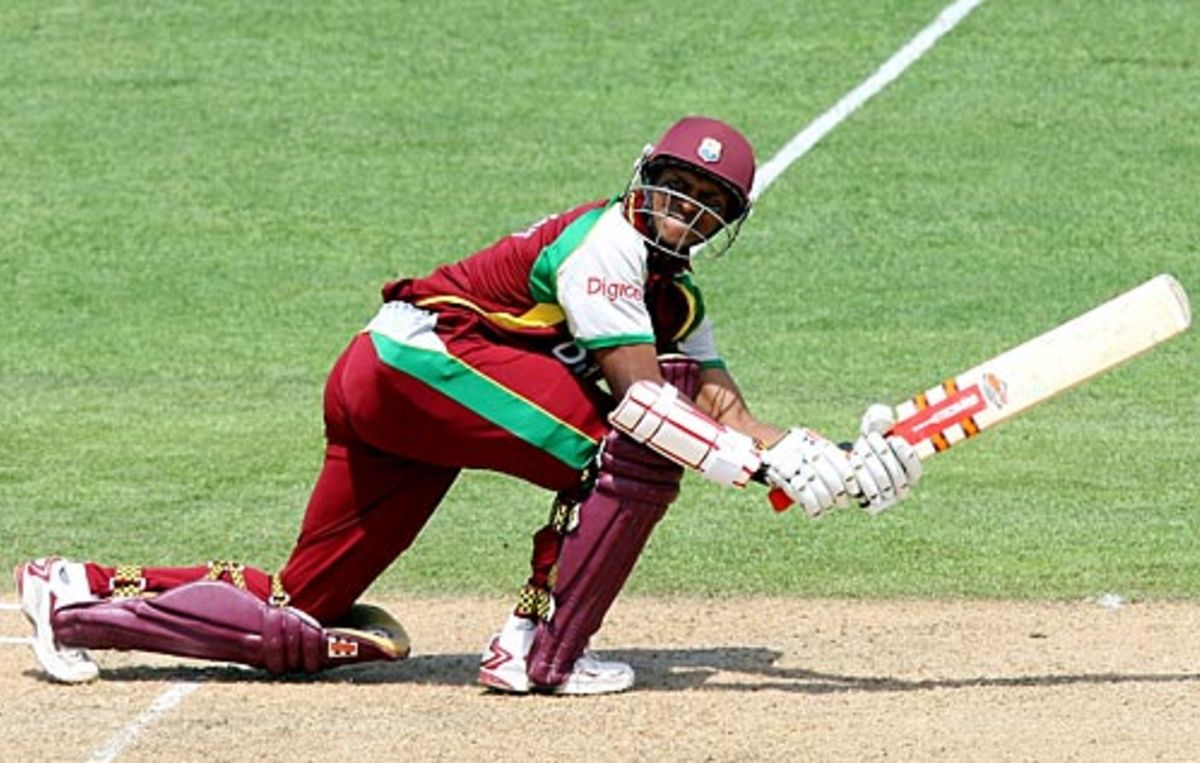 Shivnarine Chanderpaul chips it over short backward square leg ...