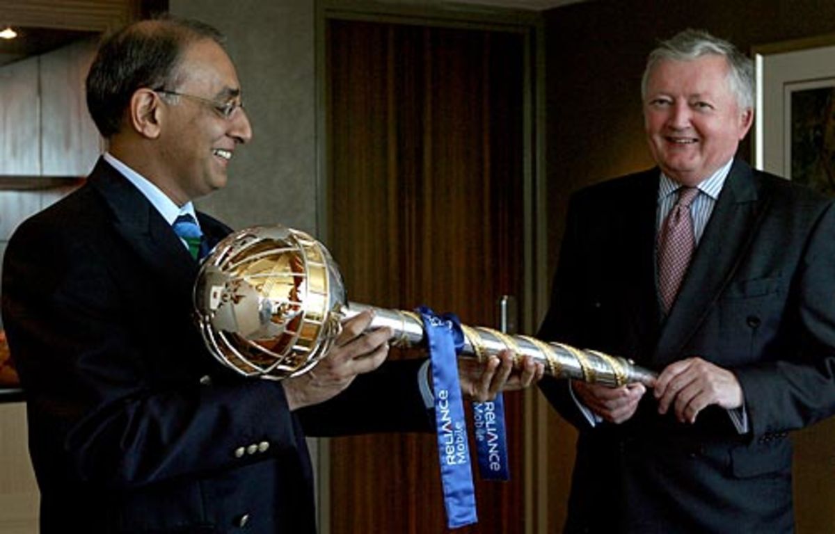 The ICC Test Championship Mace on display | ESPNcricinfo.com