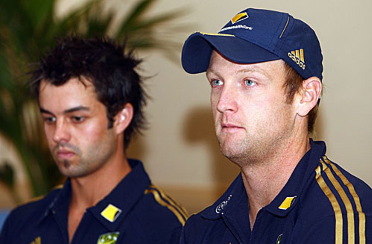 Callum Ferguson and Cameron White address a press conference ...