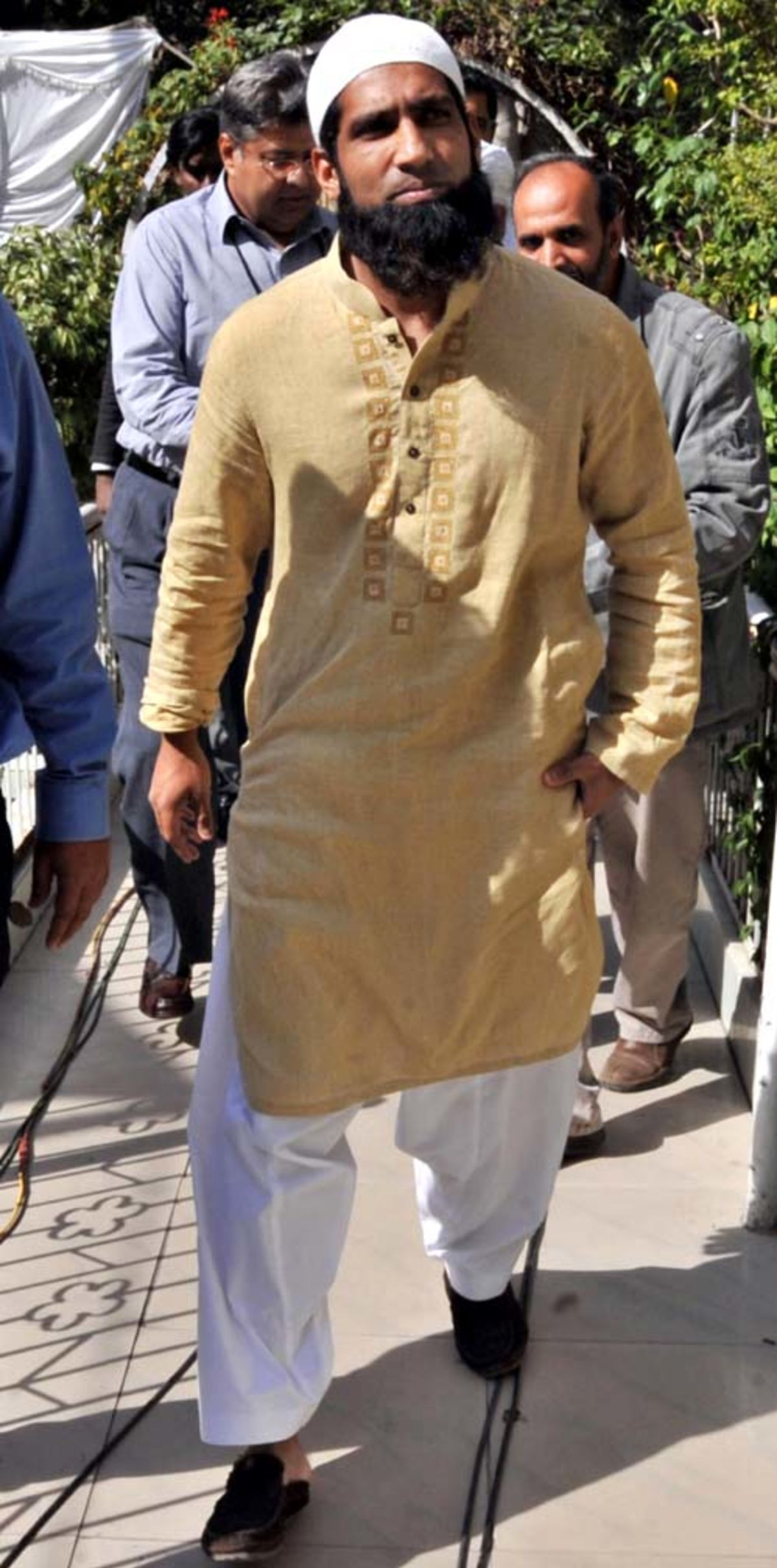 Mohammad Yousuf Arrives For A Media Briefing In Karachi 