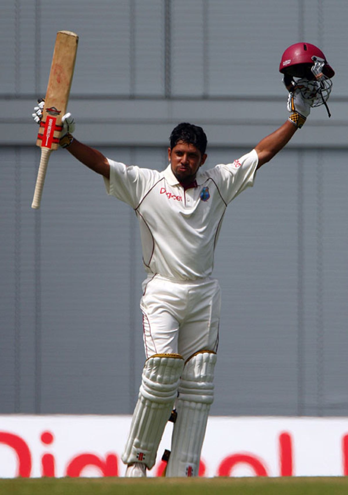 Ramnaresh Sarwan celebrates his third century of the series ...
