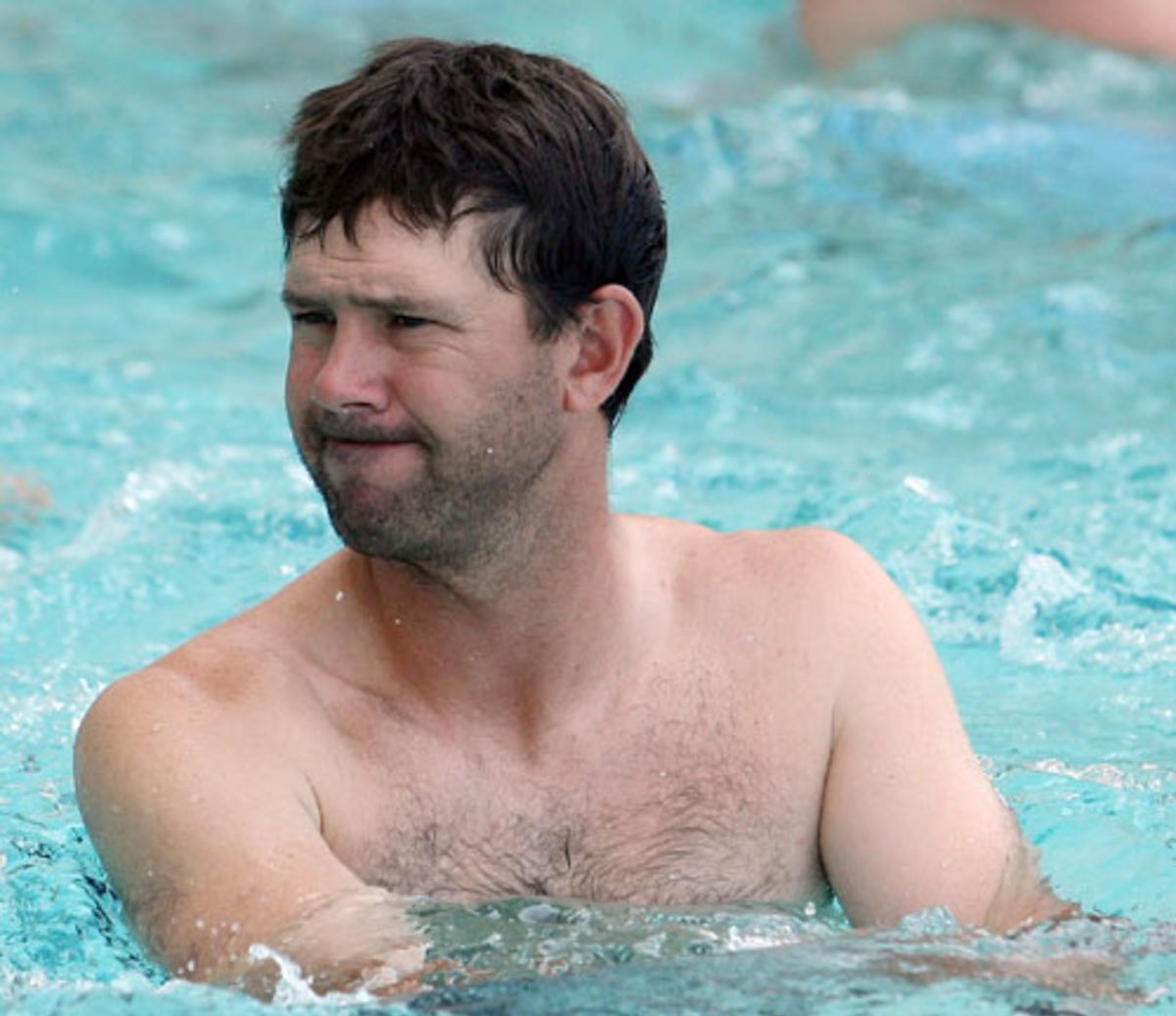 Ricky Ponting in the swimming pool during a team recovery session ...