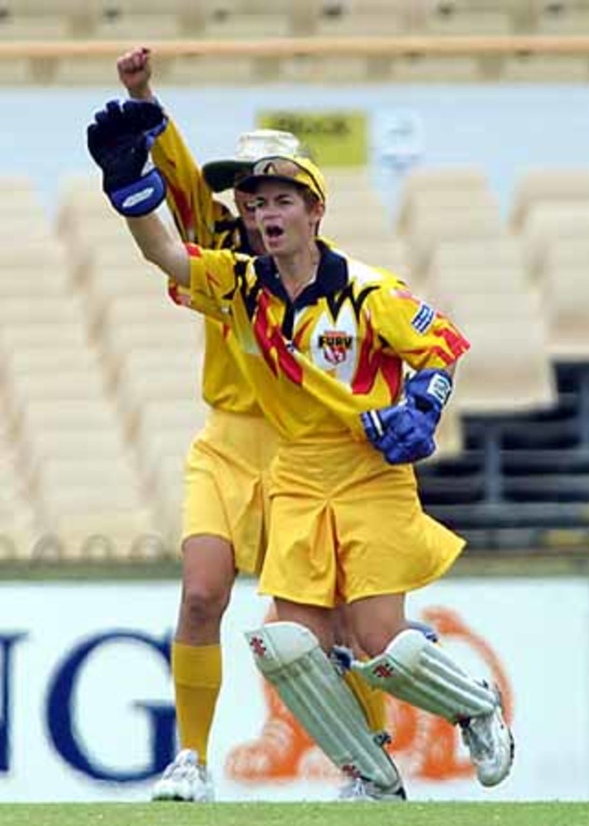 Western Australia keeper Michelle Cobb celebrates the end of Bulow, the ...