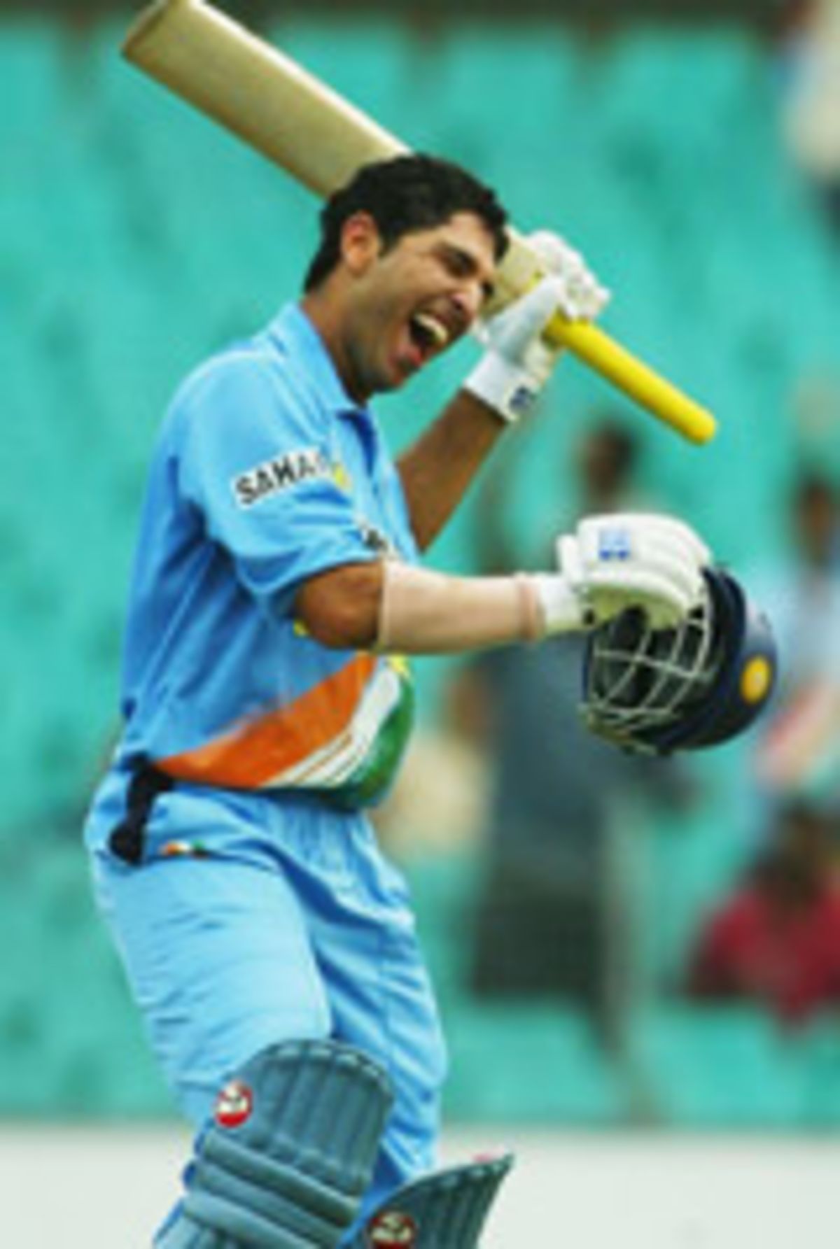 Yuvraj Singh punches the air after his century | ESPNcricinfo.com