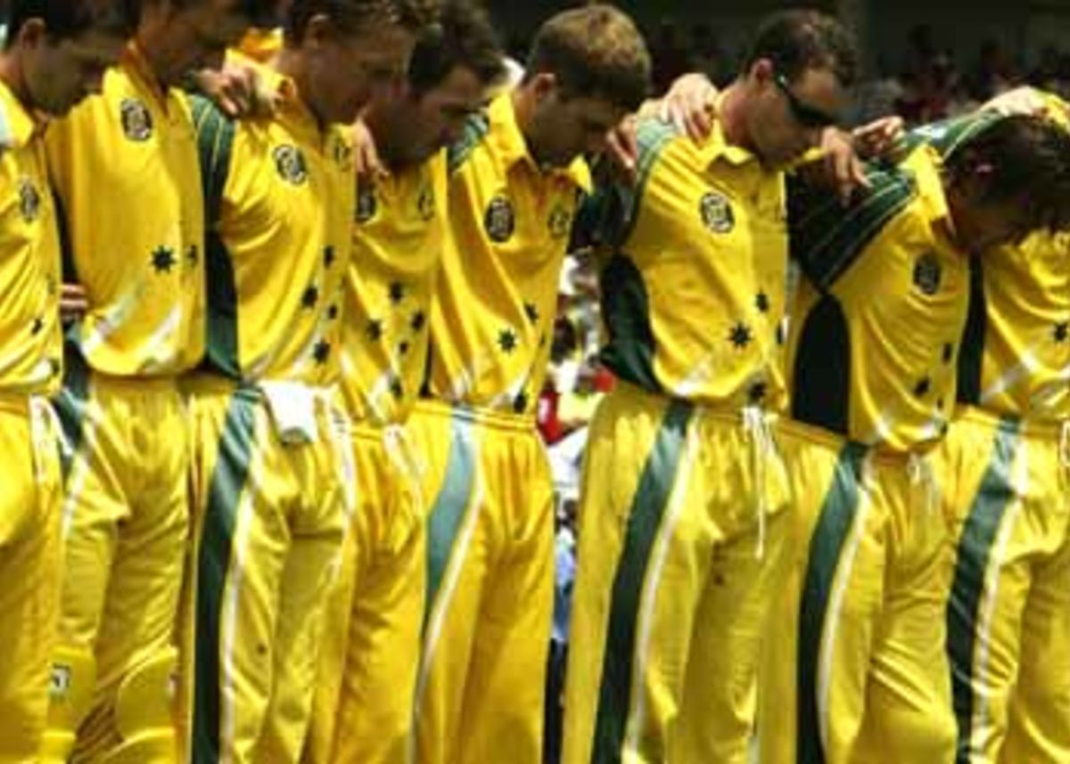 The Australians line up for a moment of silence in memory of David ...