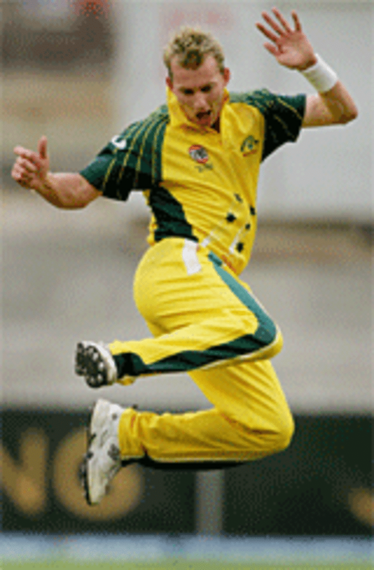 Brett Lee leaps with delight as he takes a wicket | ESPNcricinfo.com