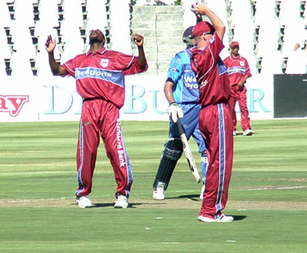 North West bowler Jacob Maloa has a near miss in claiming a WP wicket ...
