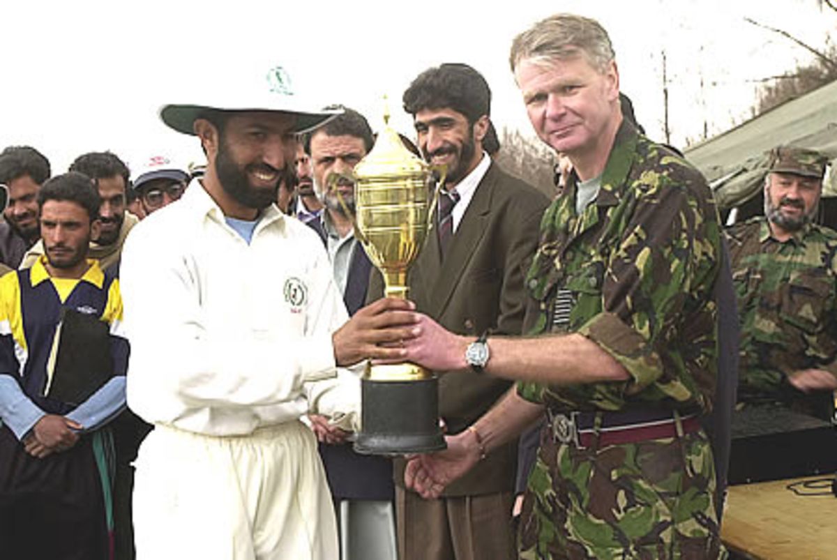 ACF Captain receiving the winners trophy | ESPNcricinfo.com