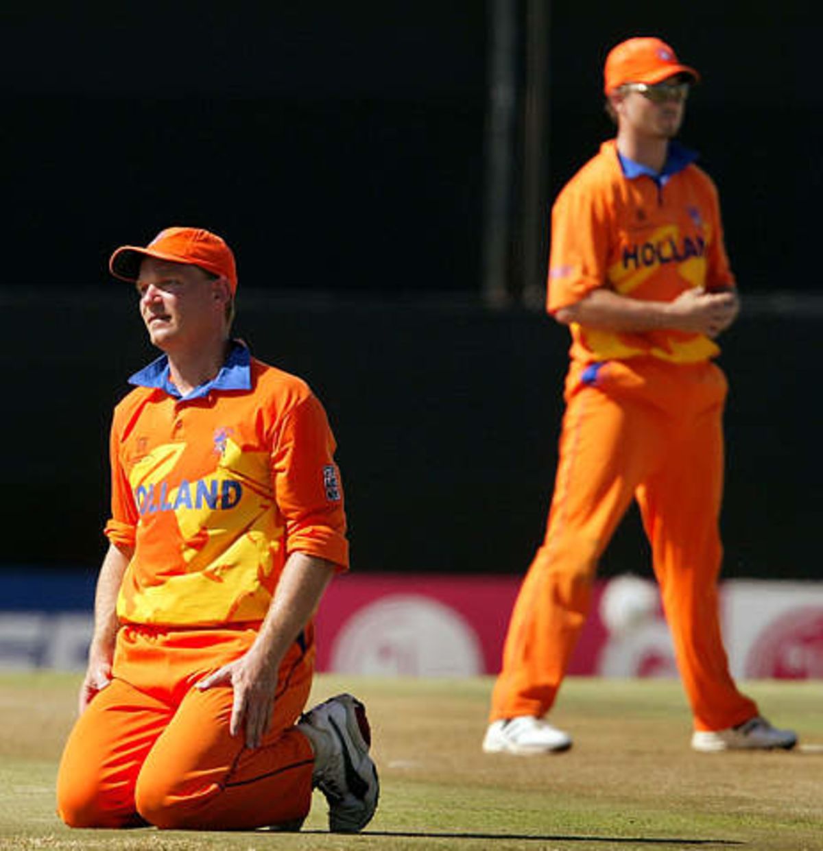 Tim de Leede watches a shot reach the boundary at Buffalo Park ...