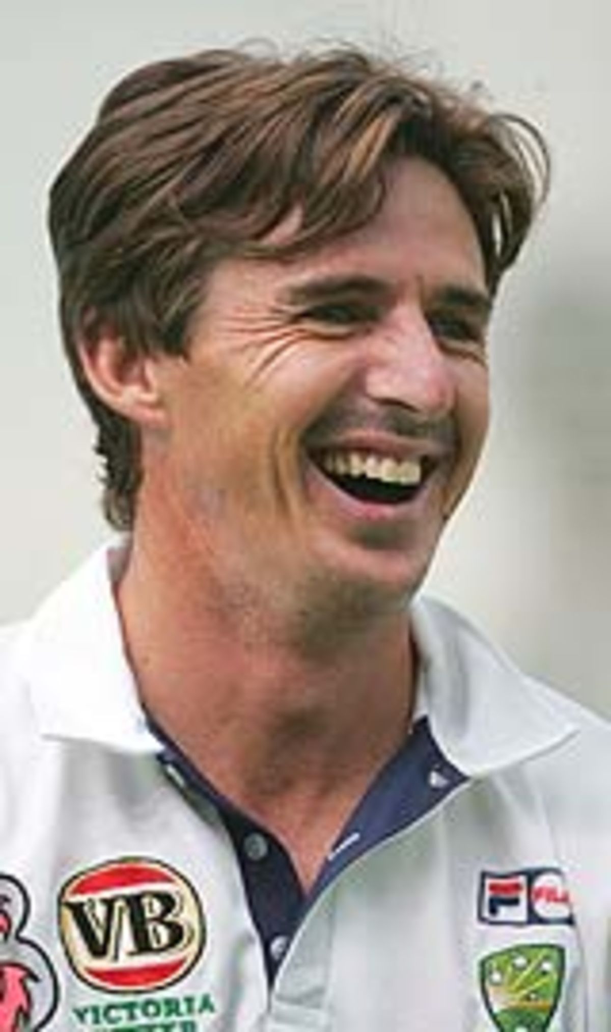 Brad Hogg enjoys a light moment ahead of the first VB Series final ...
