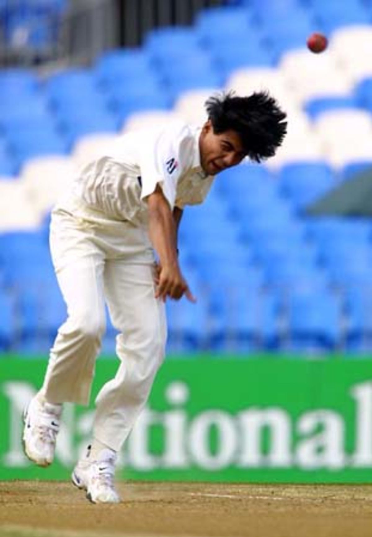 Sami delivers a ball during his second innings haul of 5-36 ...