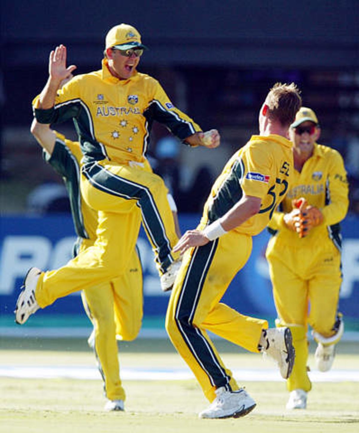 Brett Lee shows Fleming the way to the pavilion after getting him ...