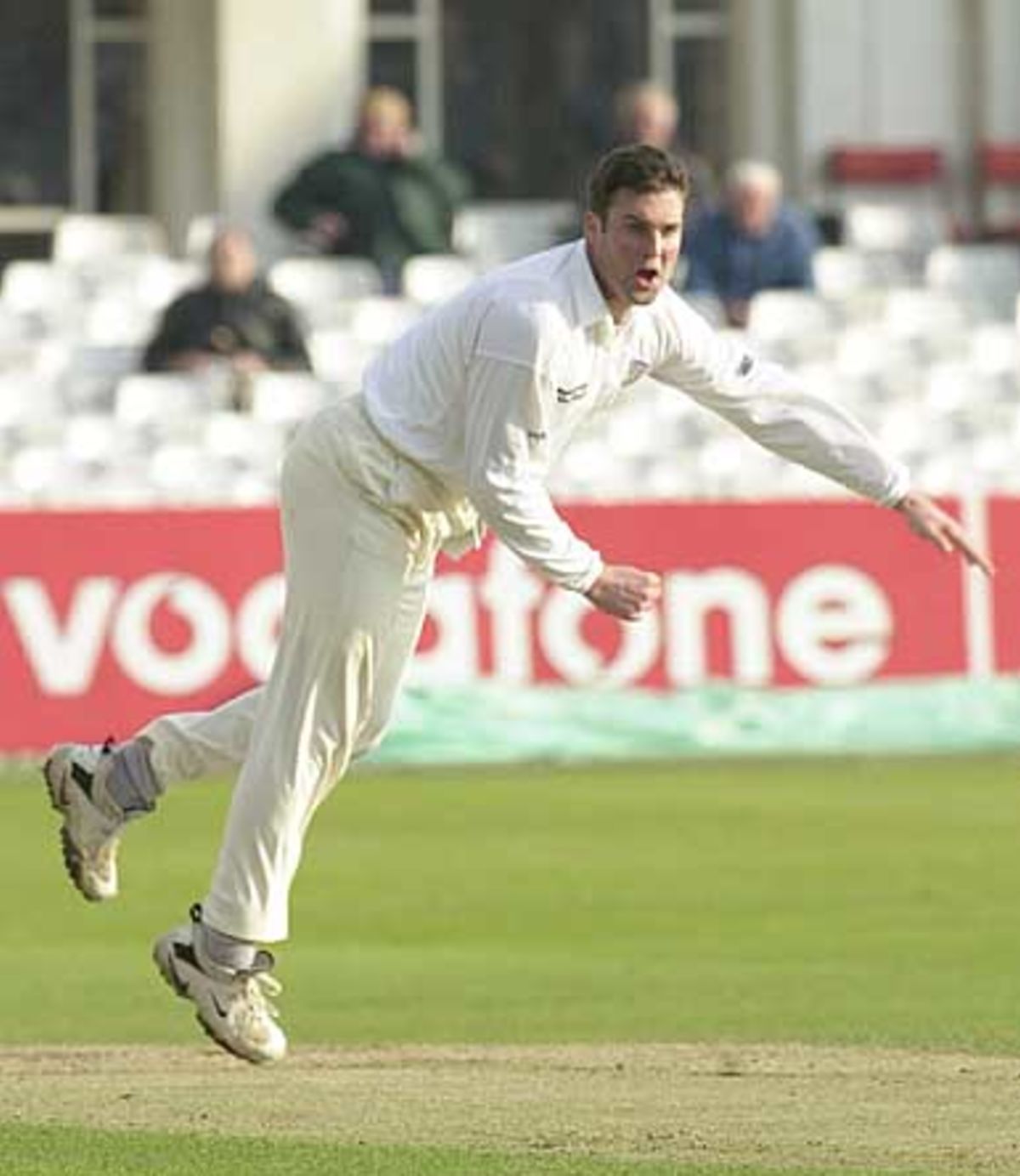 Gareth Clough bowls from the Trent Bridge Pavilion End | ESPNcricinfo.com