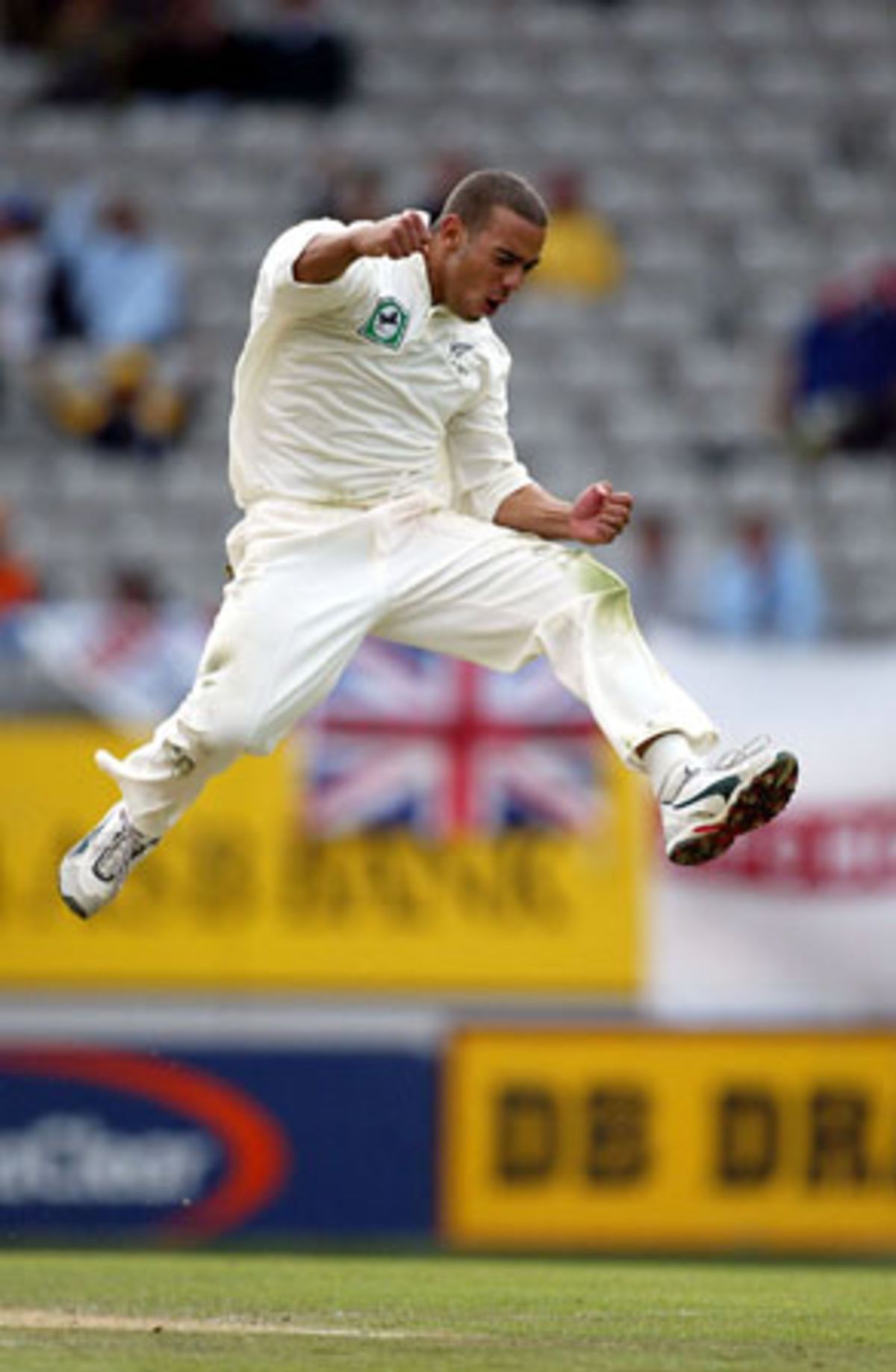 Adams jumps to celebrate the dismissal of Hussain. 3rd Test: New ...