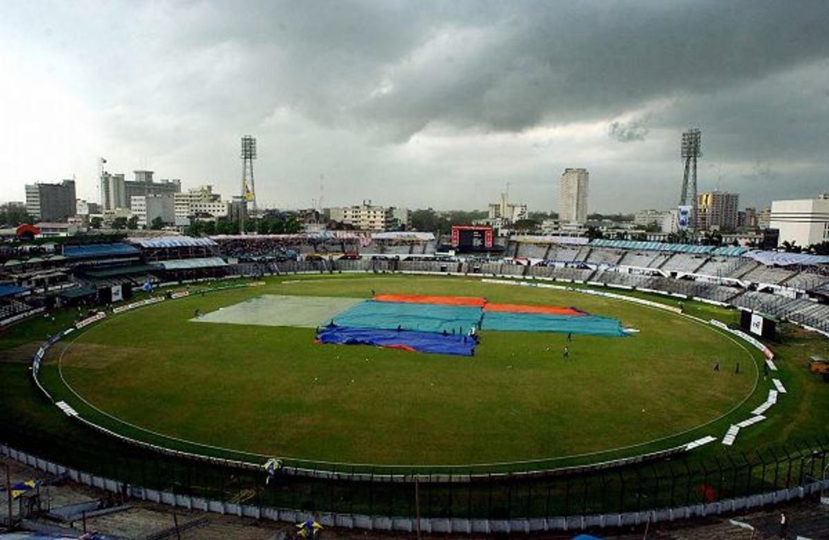 Black clouds hang over the Bangabandhu national stadium in Dhaka ...