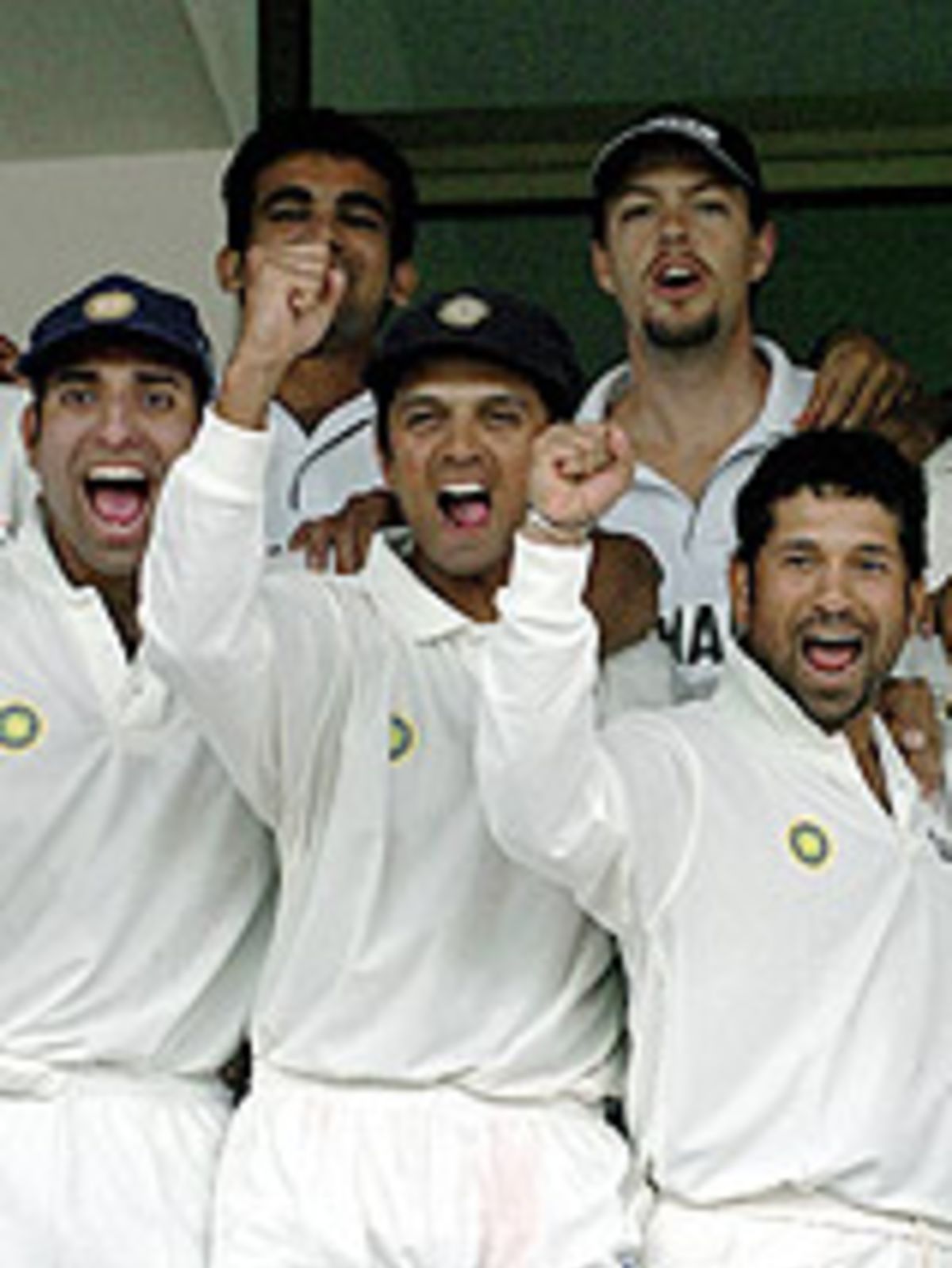 The Indian team celebrates after the match | ESPNcricinfo.com
