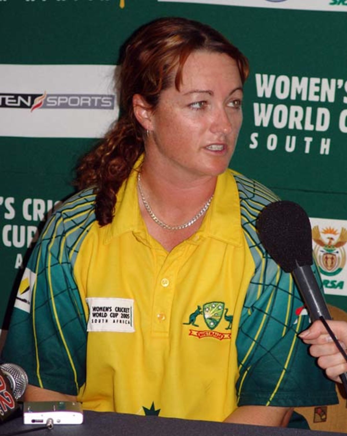 Karen Rolton faces the press after the final | ESPNcricinfo.com