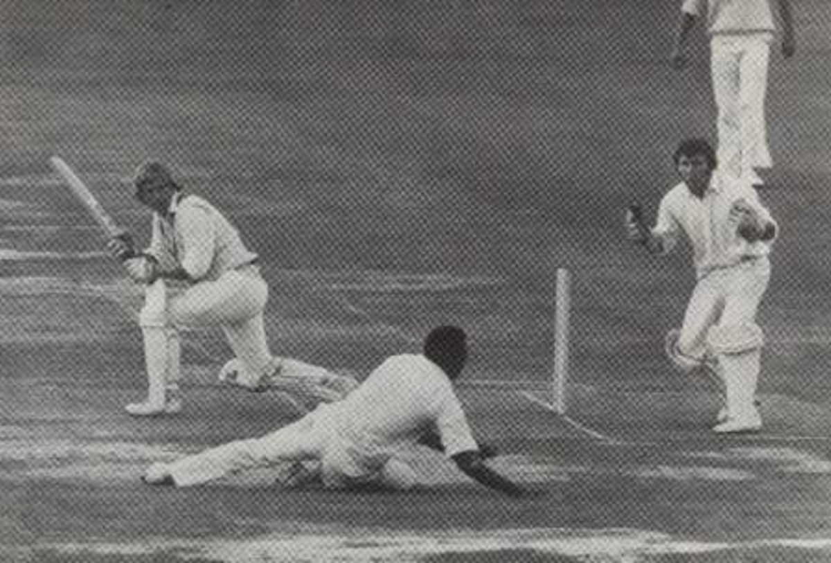 Man of the Match Clive Radley turns a ball to leg past Tony Cordle ...
