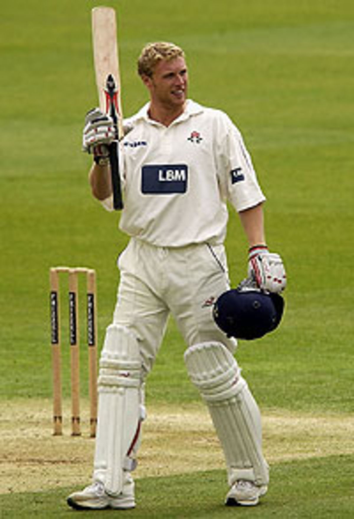 Andrew Flintoff reaches his hundred on his way to a run-a-ball 111 for ...