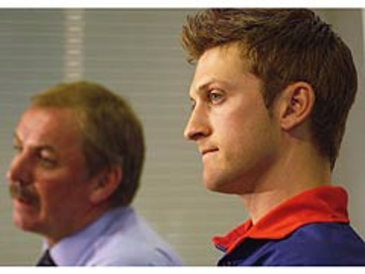 Jim Troughton faces the media after England call-up, May 29, 2003 ...