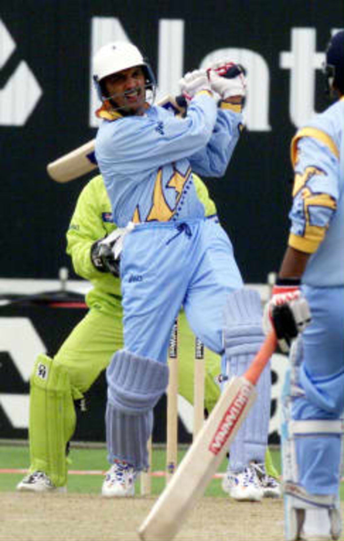 Mohammed Azharuddin hits a six during his highest scoring innings of ...