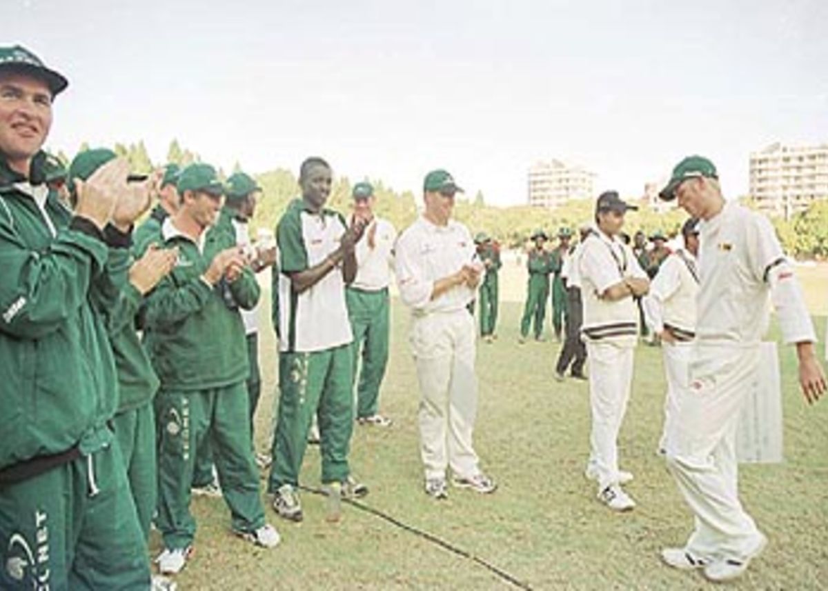 Sourav Ganguly and Heath Streak with the Zimbabwe Sun Trophy ...