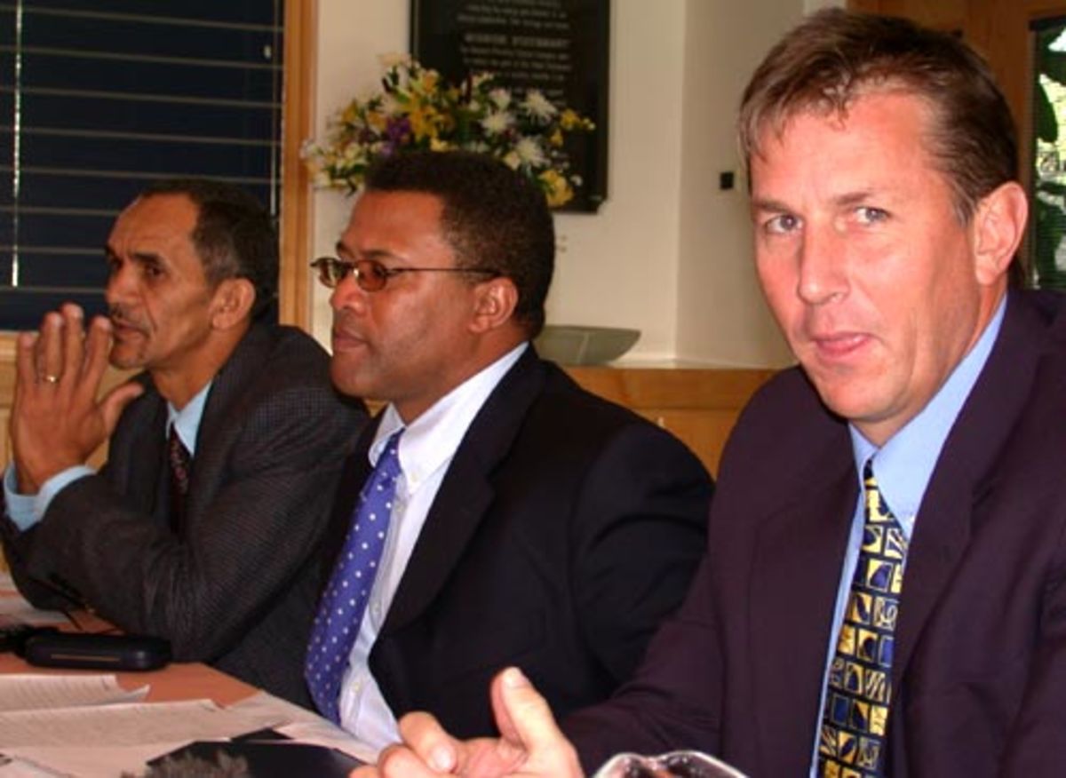 New SA coach Eric Simons with UCB CE Gerald Majola and selection ...