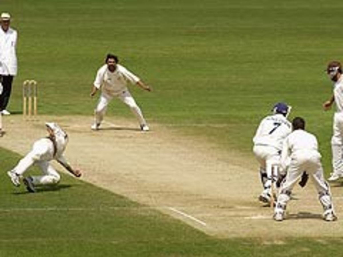 Nadeem Shahid dives to catch Richard Montgomerie, Surrey v Sussex, June ...