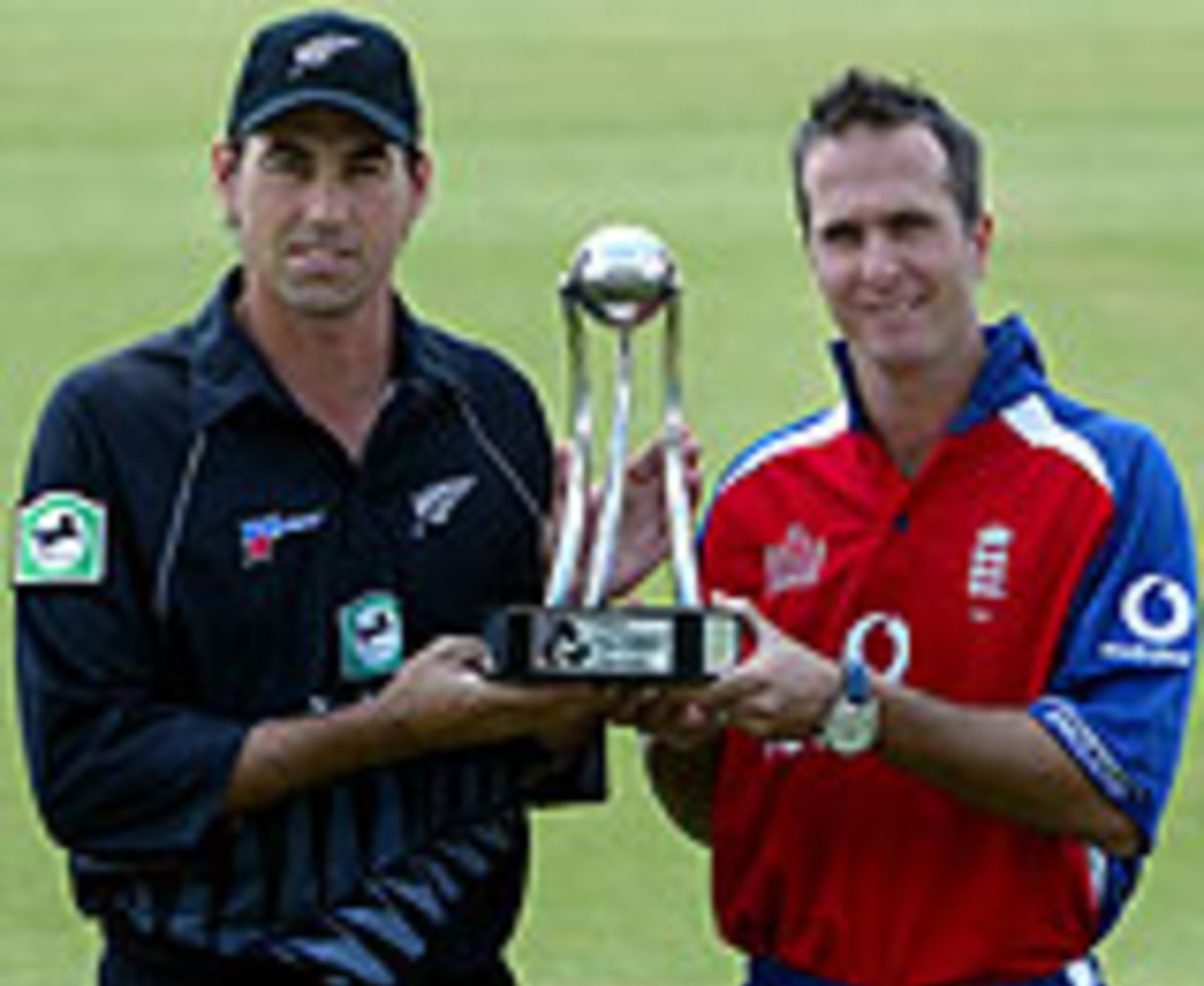 Stephen Fleming & Michael Vaughan with NatWest Series trophy ... Stephen Fleming & Michael Vaughan with NatWest Series trophy ...