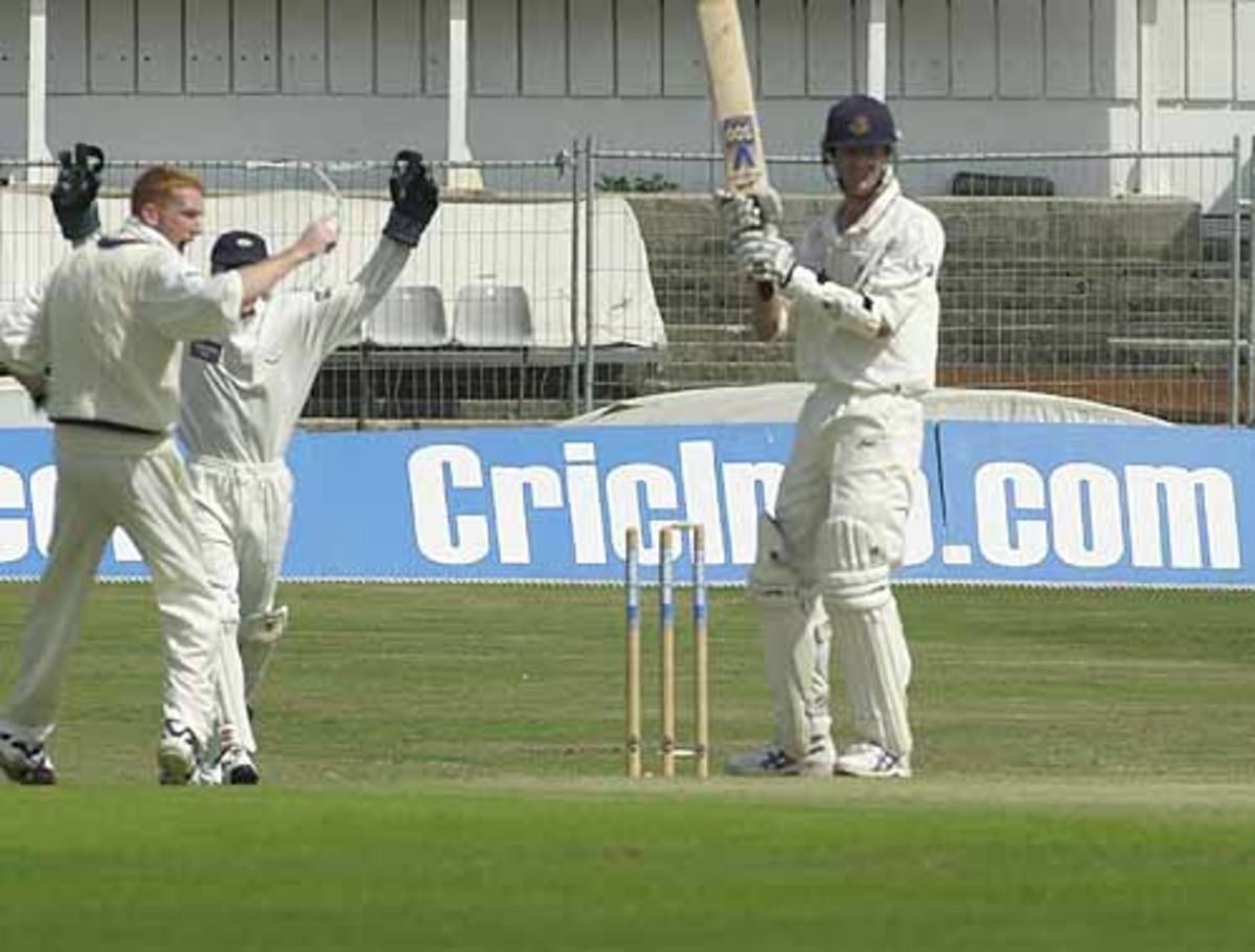 Lancs opener Mark Chilton is bowled by the gesturing Kirby ...