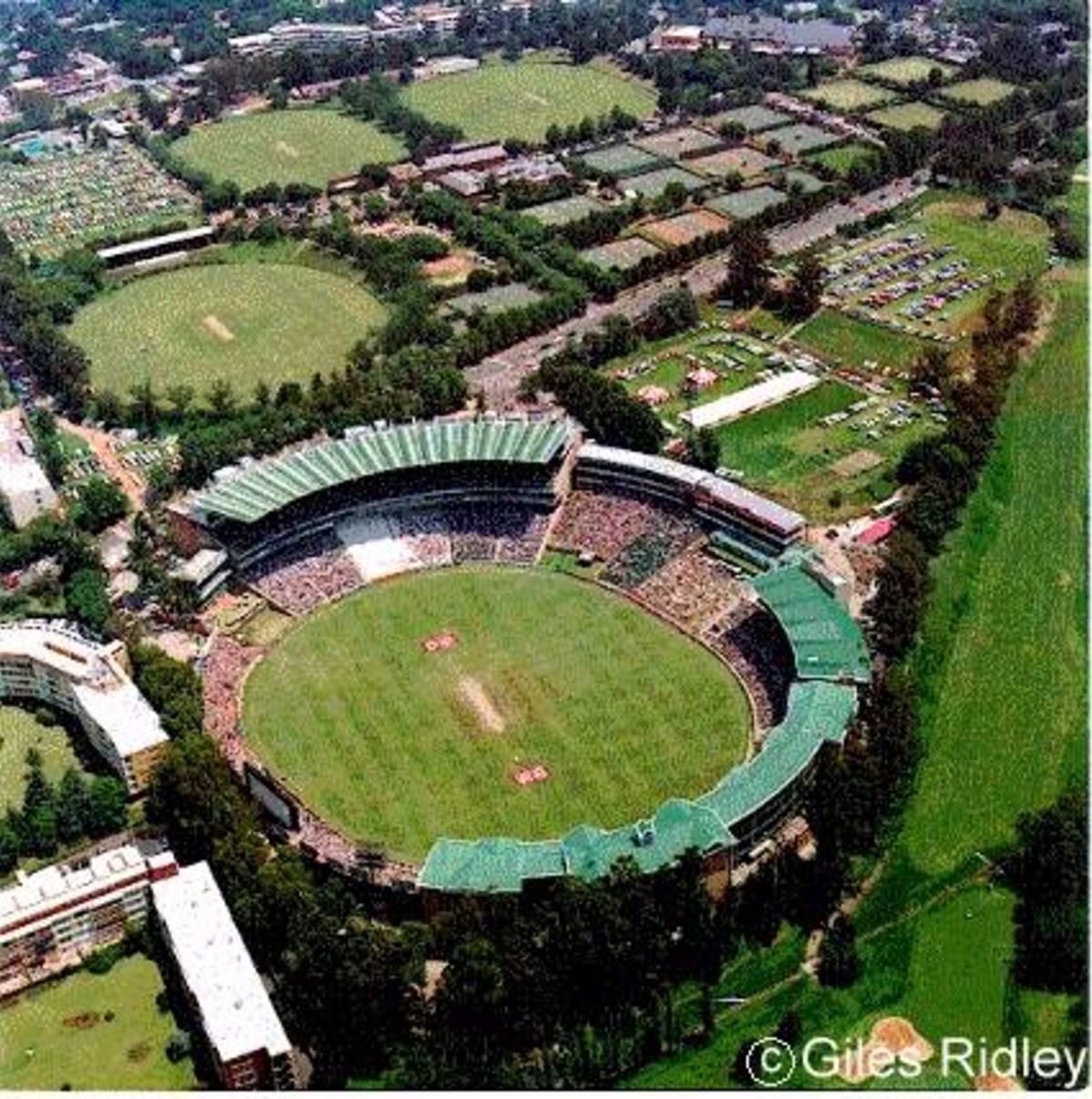 An aerial view of the Wanderers Stadium and the surrounding area ...