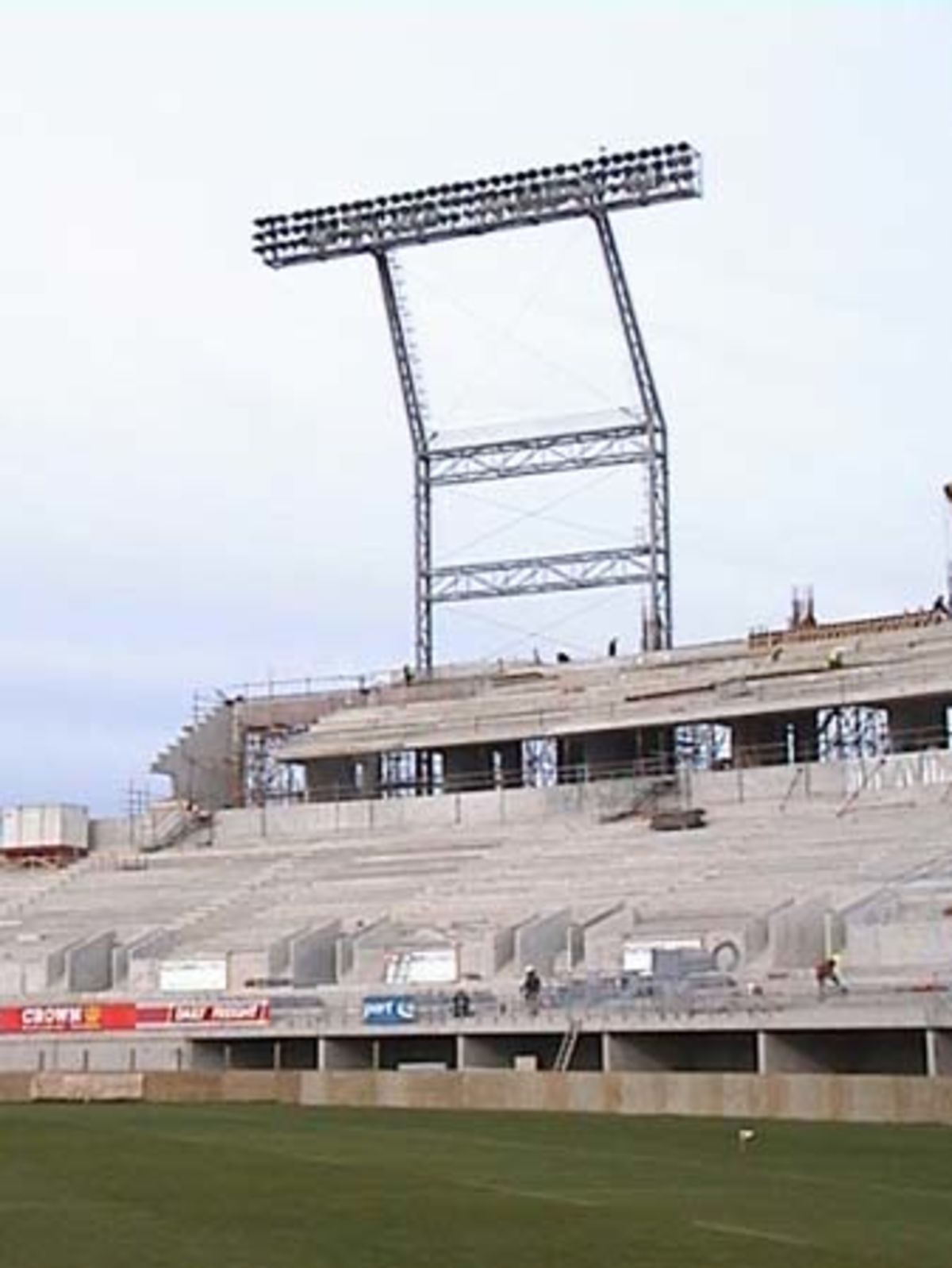 A section of the new stand at Jade Stadium being constructed ...