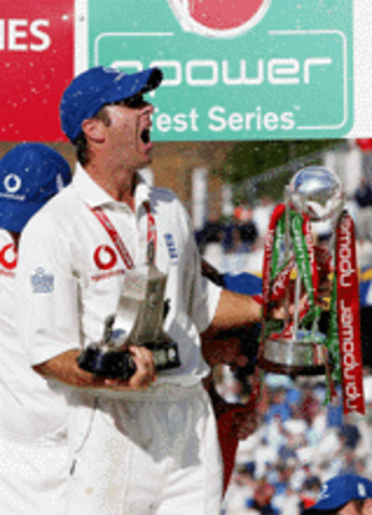Michael Vaughan celebrates winning the Wisden Trophy | ESPNcricinfo.com