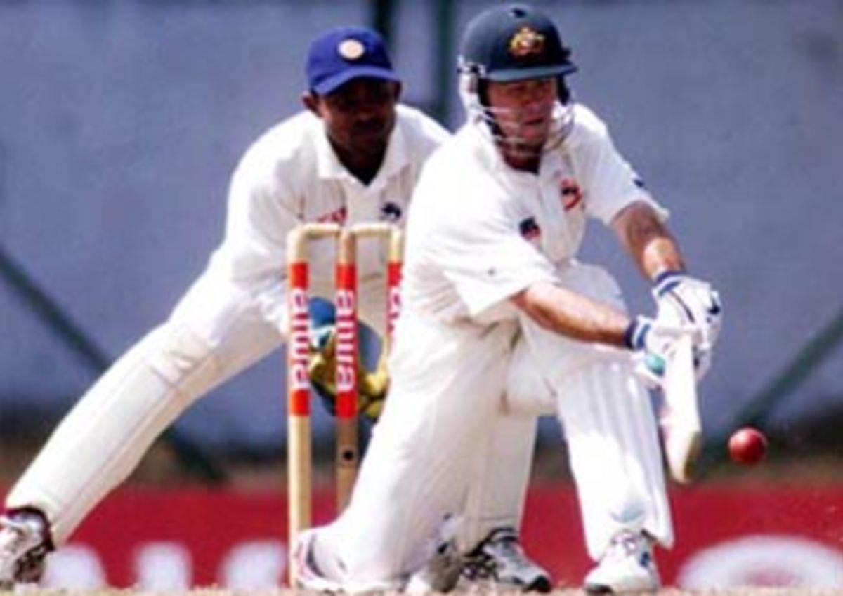 Ponting bats as Kaluwitharana looks on, Sri Lanka v Australia, 1st Test ...