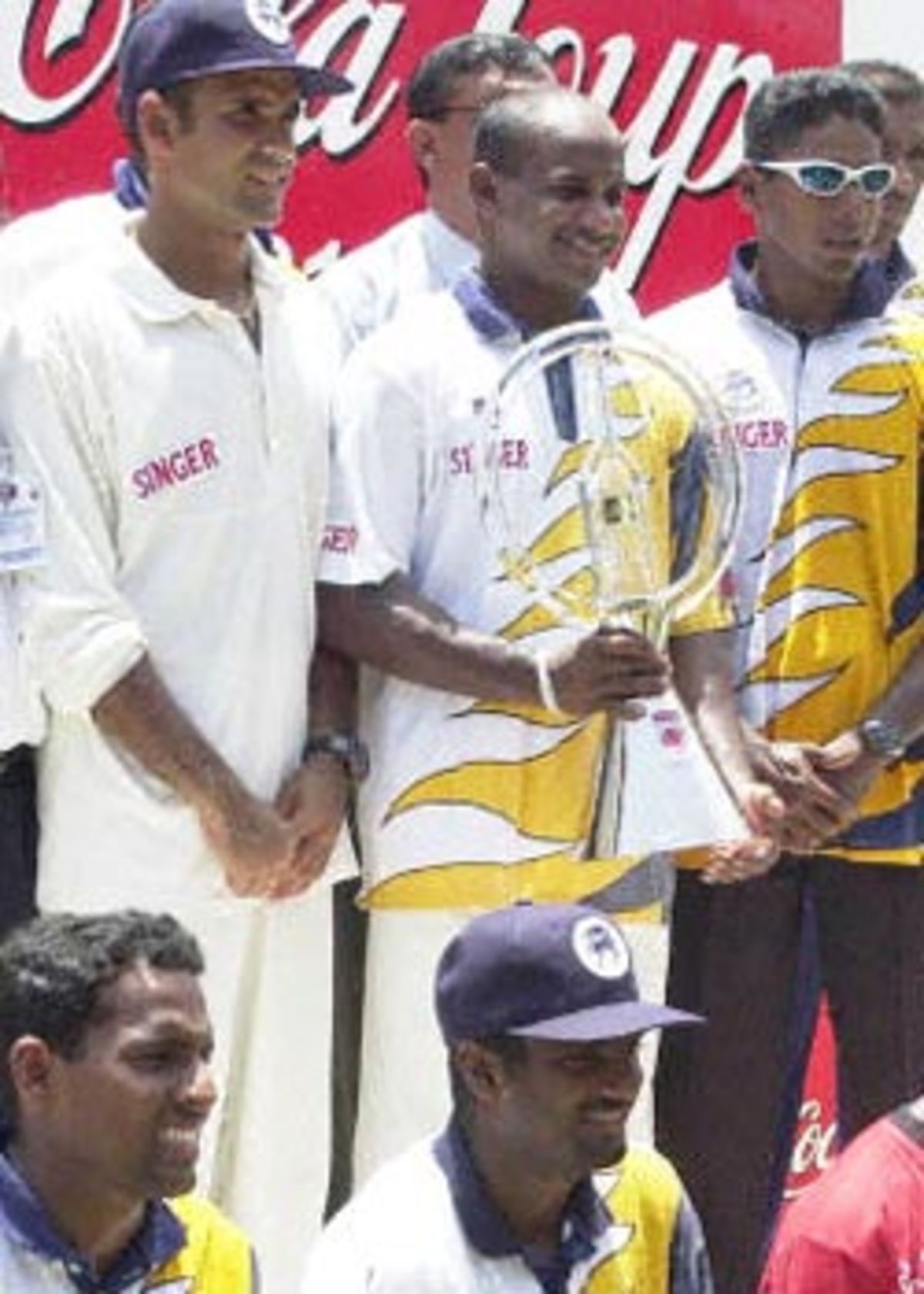 It is all hugs and celebrations in the victorious Sri Lankan camp ...