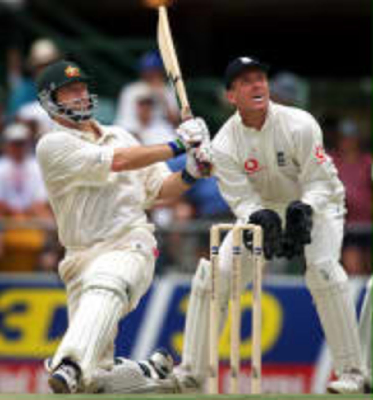 Steve Waugh lofts a boundary as Alec Stewart looks on | ESPNcricinfo.com
