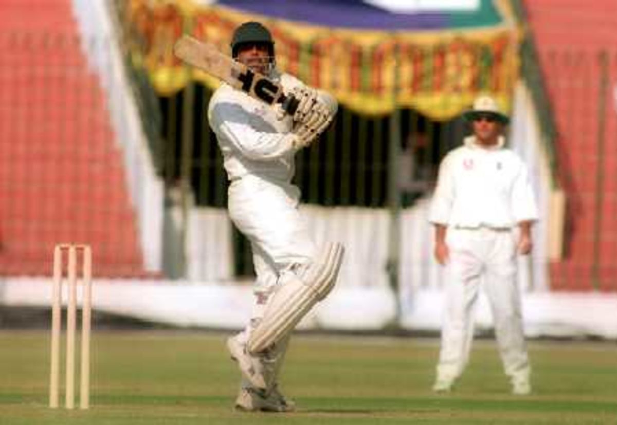 Kabir Khan's leg stump flies as he tries to play a cross shot ...