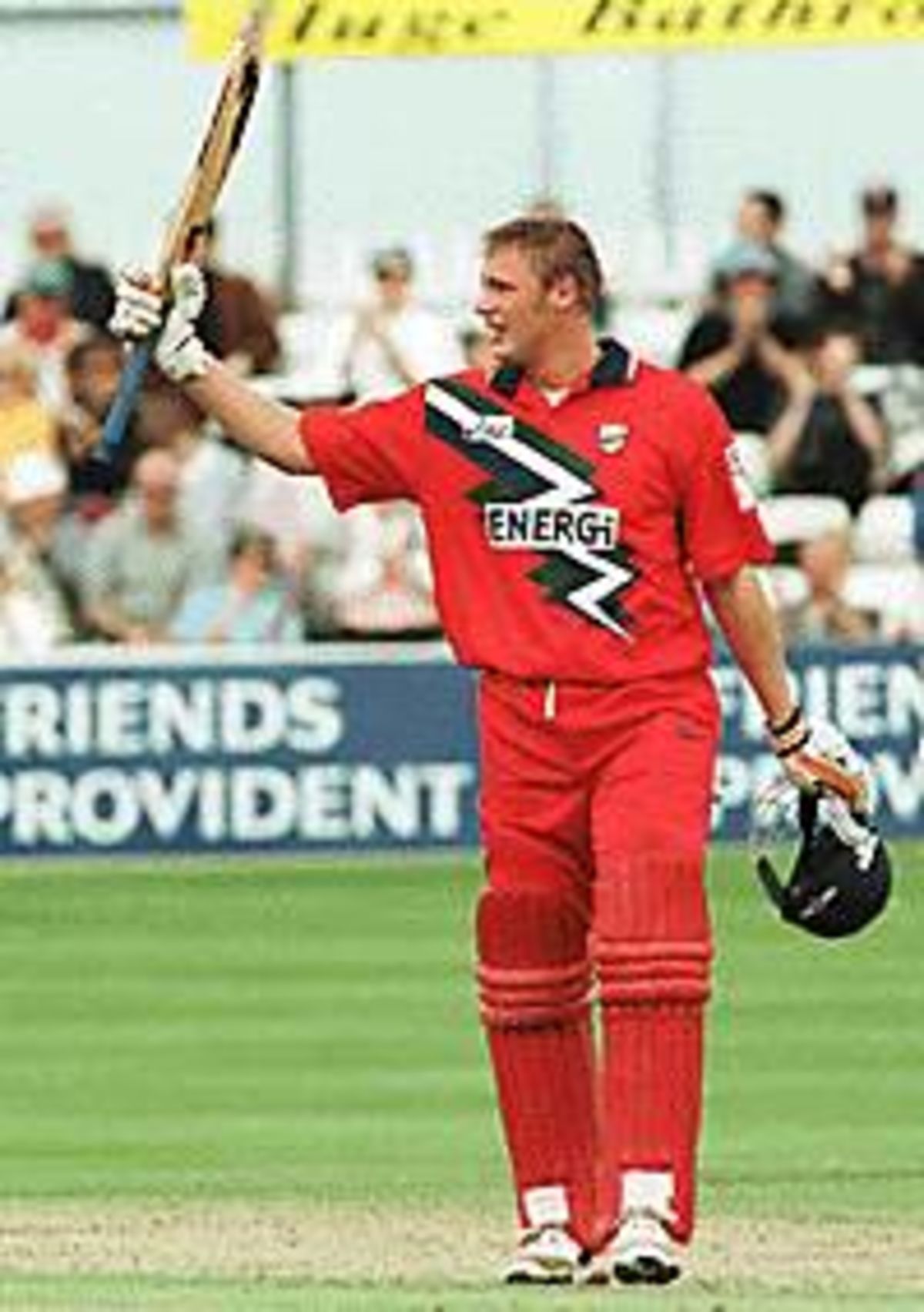 Andrew Flintoff celebrating his 100, Essex v Lancashire, National ...