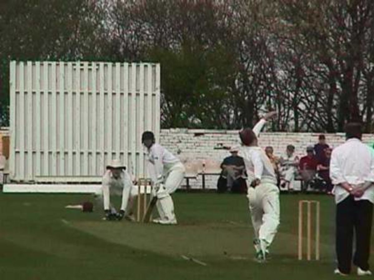 Nathan Astle batting during his innings of 22 against Haslingden ...