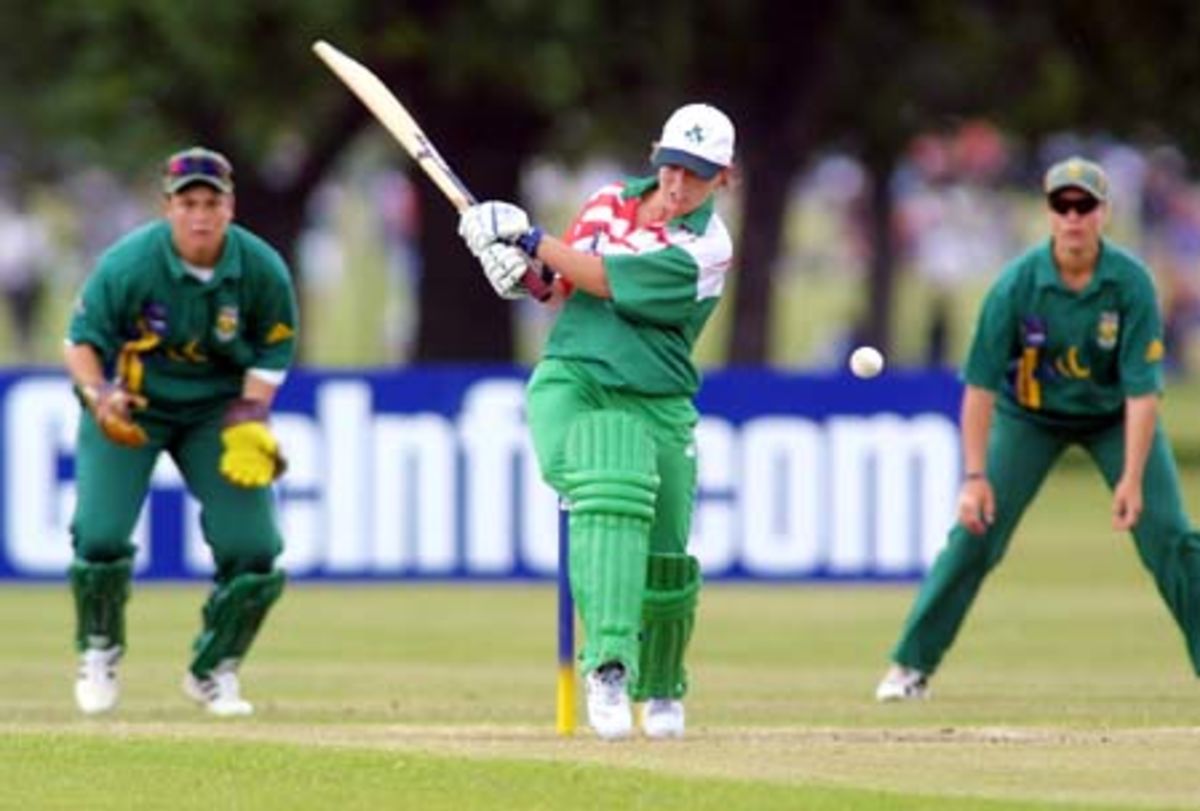 Anna Linehan hangs her head and with disappointment knocks the bat ...