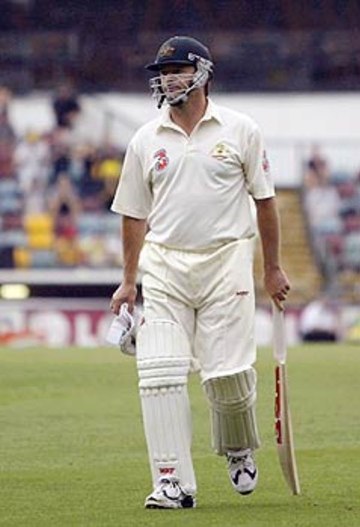 Steve Waugh begins the long walk back to the dressing room ...