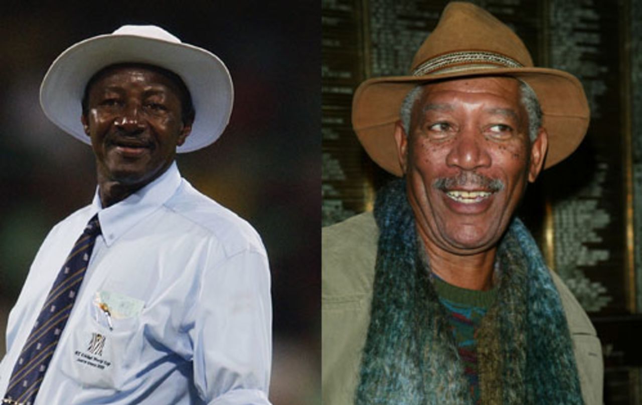 Composite: Steve Bucknor and Morgan Freeman | ESPNcricinfo.com