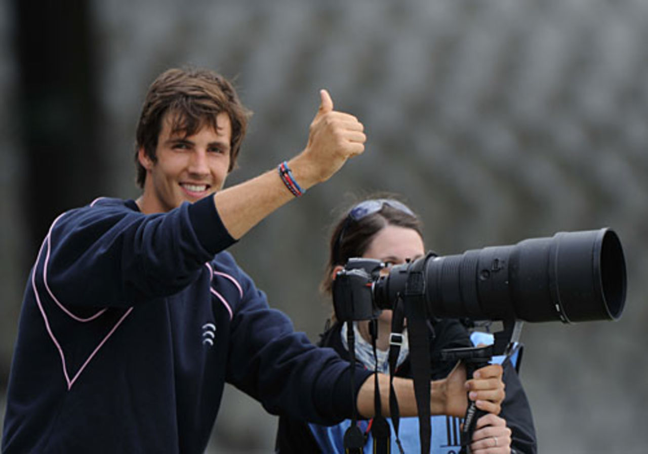 Steven Finn was on the boundary edge having a close look at the ...