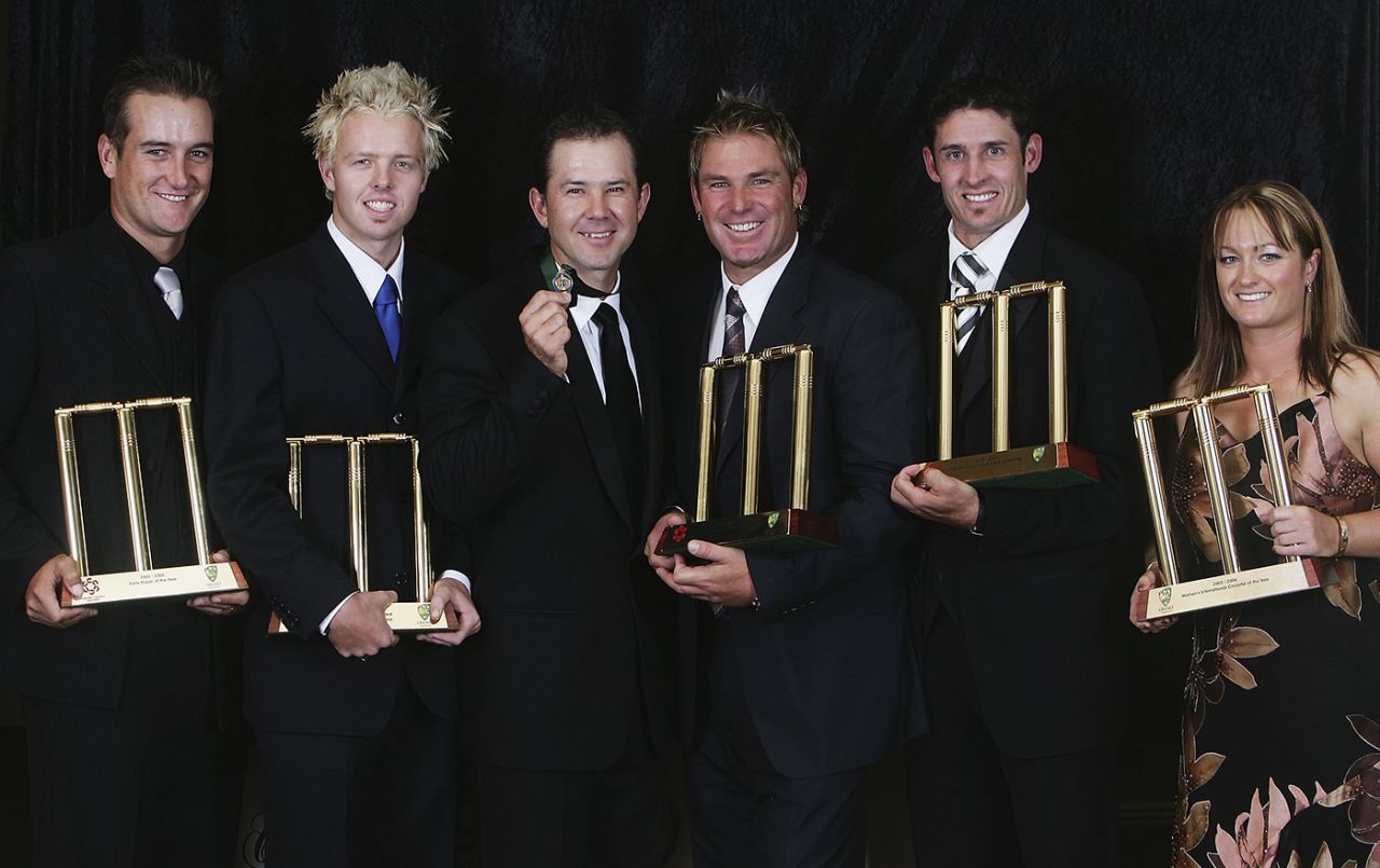 Phil Jaques, Dan Cullen, Ricky Ponting, Shane Warne, Michael Hussey and ...