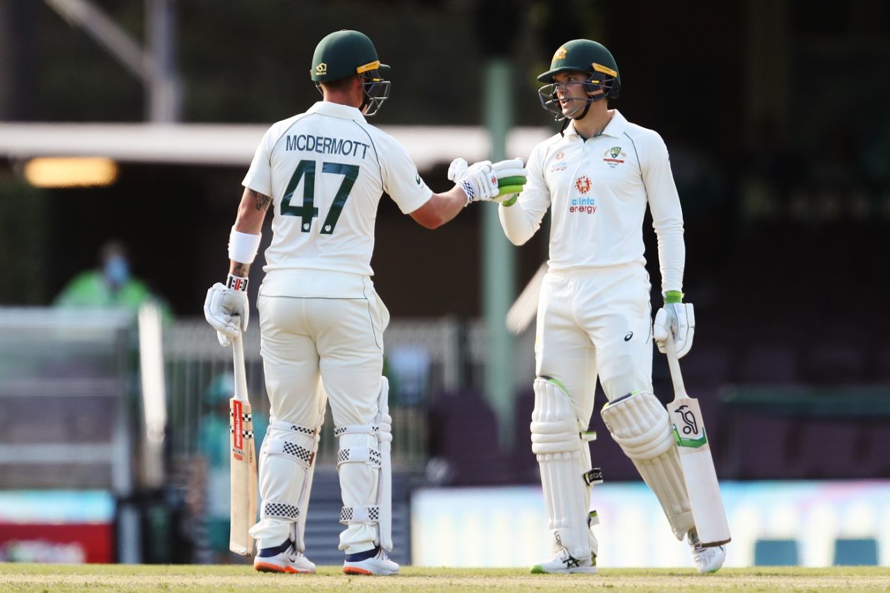 Ben McDermott and Alex Carey during their century partnership ...