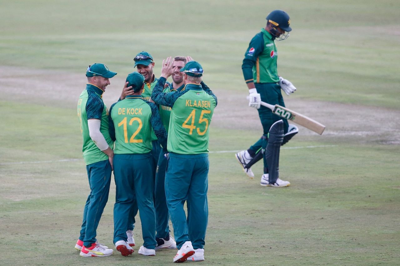 Shadab Khan and Mohammad Rizwan run between the wickets as Andile ...