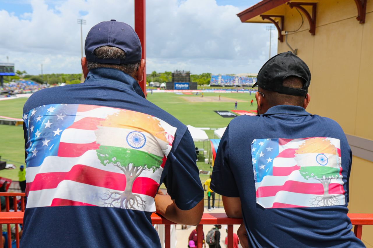 An India fan shows his American pride at Broward County Stadium ...