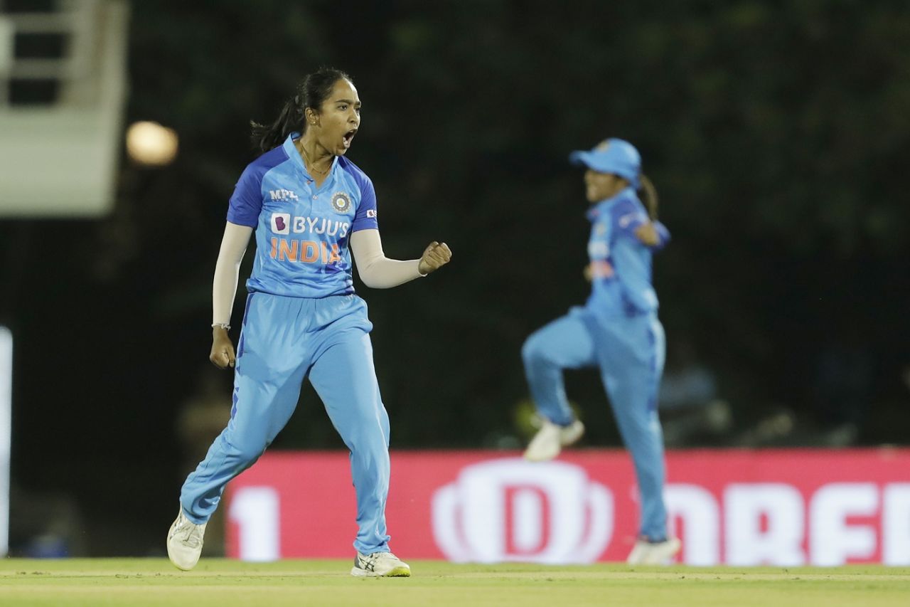 Anjali Sarvani celebrates after castling Tahlia McGrath for her maiden ...